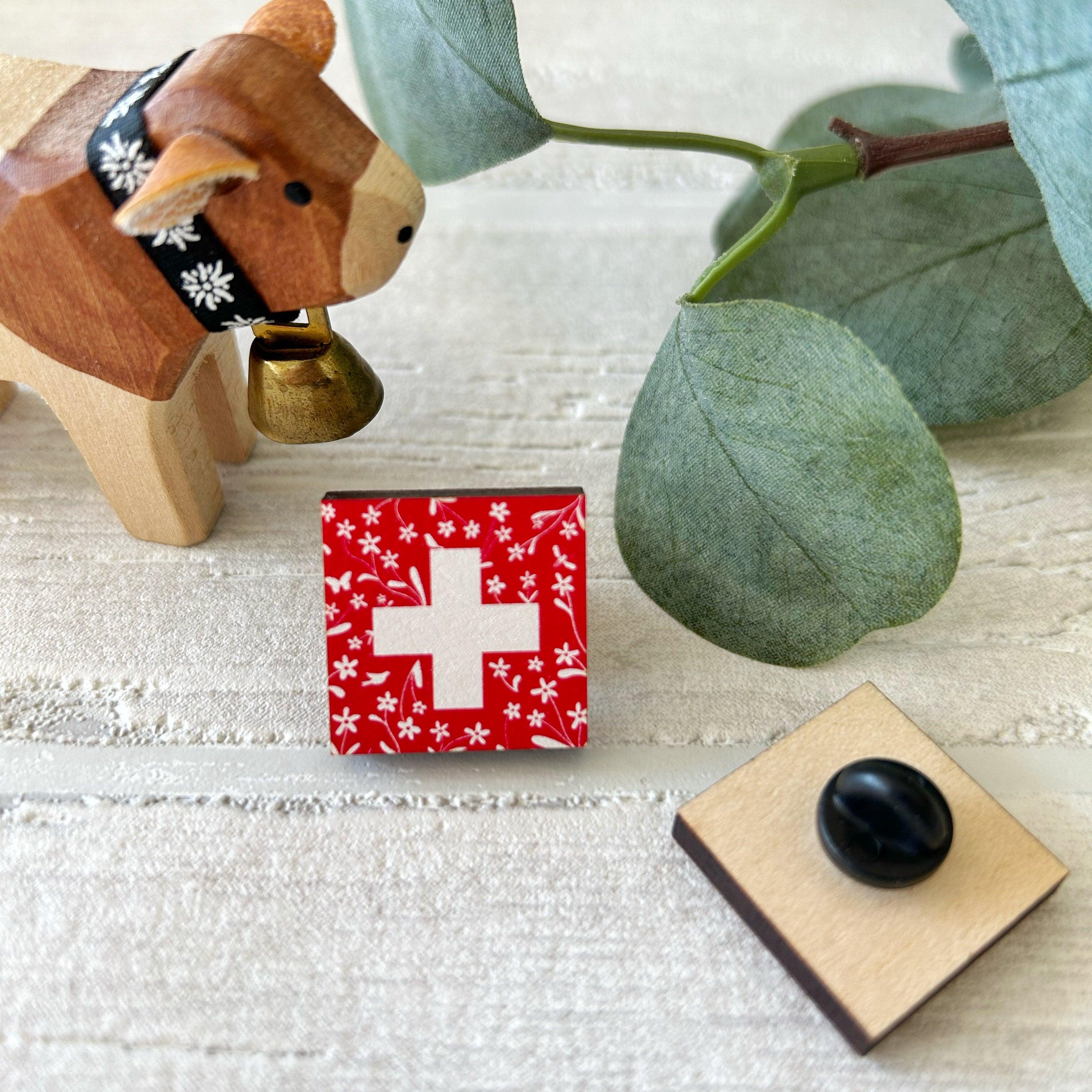 Switzerland Wooden Pin Badge – The Kindest Design Studio