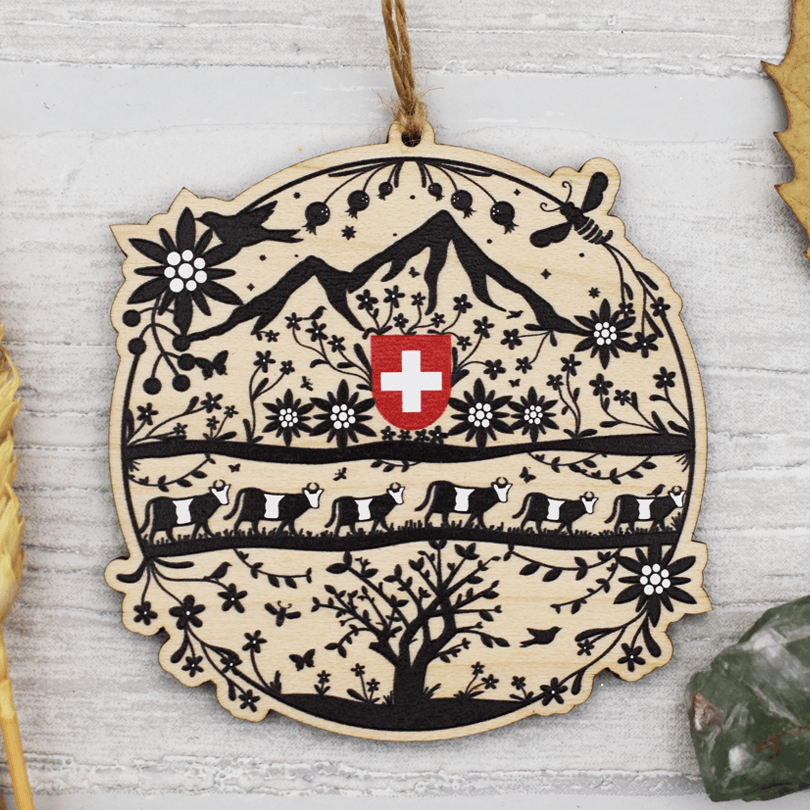 Swiss Paper Cut Wooden Decoration – The Kindest Design Studio